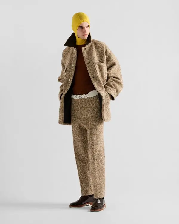 Prada Wool Blend Oversized Jacket - Camel Brown | Editorialist